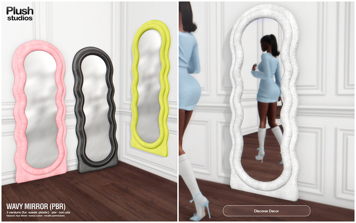 Second Life Marketplace - Plush Studios. Wavy Mirror PBR - Fatpack